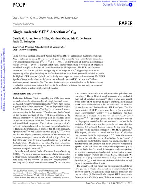 Pdf Single Molecule Sers Detection Of C 60