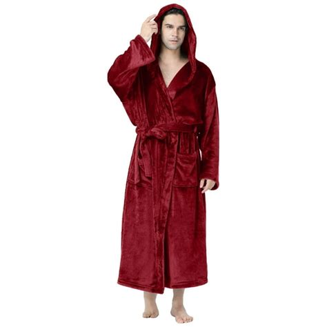 Miluxas Mens Long Sleeve Robe Clearance House Bathrobe Full Length Fluffy Pocket Winter Bath