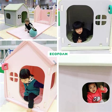 에코폼 접으면 아이만의 공간 펼치면 마음껏 뛸 수 있는 놀이터 에코폼의 플레이하우스를 체험하는