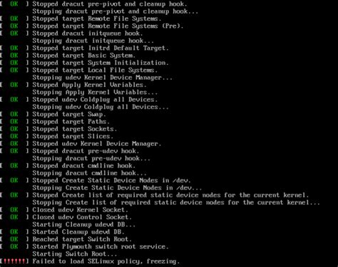 erro ao iniciar o linux centos apos desativação do selinux “fail to