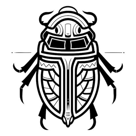 Geometric Beetle Illustration In Black And White Premium Ai Generated