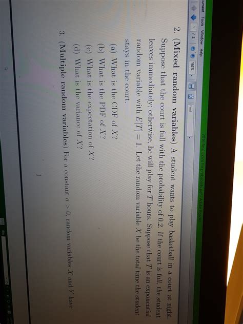 Solved Tools Window Help Df 1 1 2 Find 2 Mixed Random