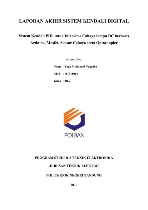 Sistem Kendali PID Untuk Intensitas Cahaya Lampu DC Berbasis Arduino Mosfet Sensor Cahaya