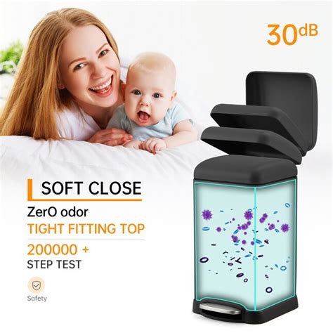 Garvee 32 Gallon Step On Trash Can With Soft Close Lid Modern Garbage