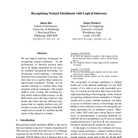 Recognising Textual Entailment With Logical Inference Acl Anthology