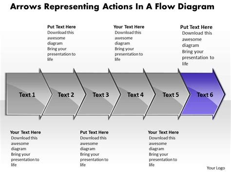 business powerpoint templates arrows representing actions flow diagram