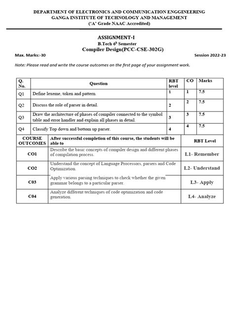 Cd Assignment 1 And 2 Pdf Parsing Compiler