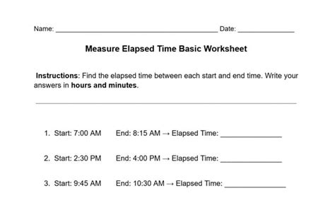 Measure Elapsed Time Basic Medical Math Worksheetquiz Tpt