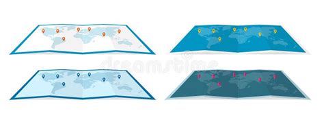 Vector Illustration Of Four Fold World Map Stock Vector Illustration