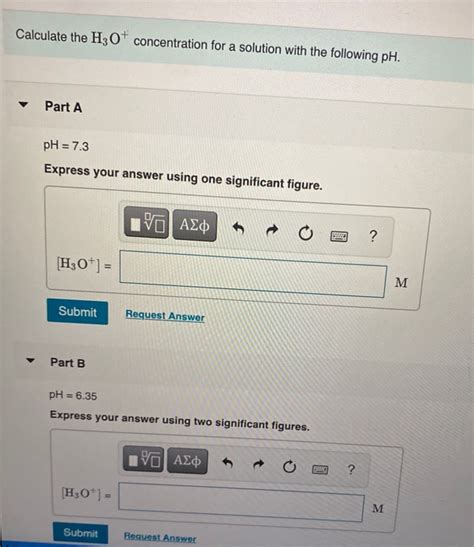 Solved Calculate The H3o Concentration For A Solution With