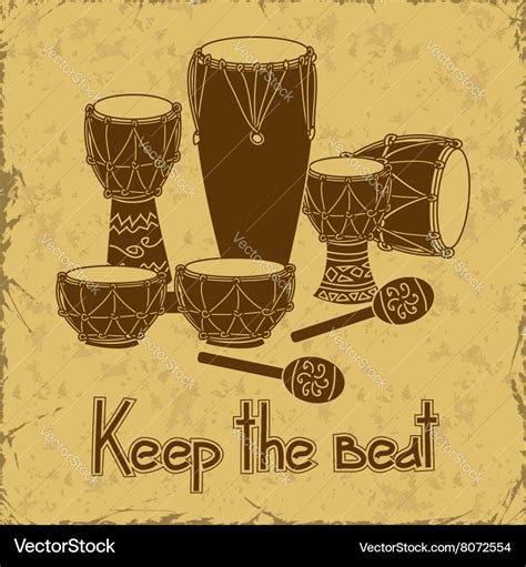 African Percussion Drum Set Royalty Free Vector Image
