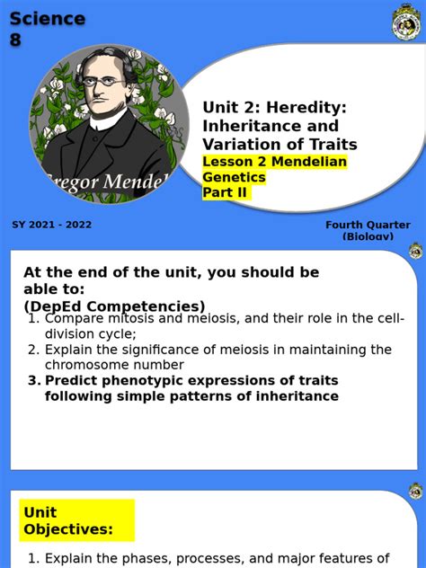 Q4 Unit 2 Lesson 2 Mendelian Genetics Part Ii Pdf Dominance Genetics Heredity