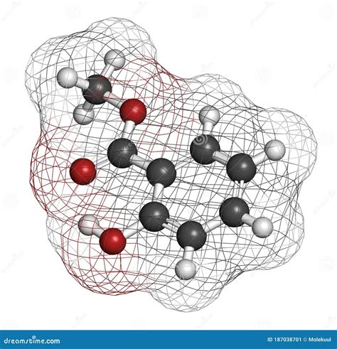 Methyl Salicylate Molecule Structural Chemical Formula Ball And Stick Model Isolated Image