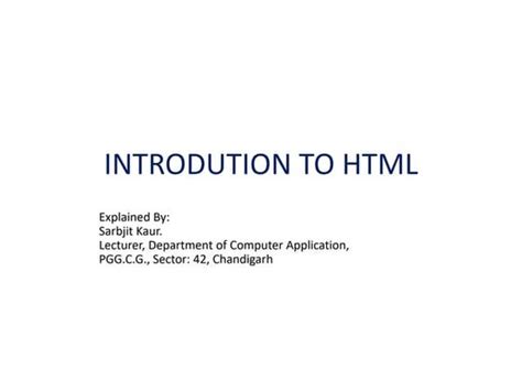 Hypertext Markup Language Htmlweb Page Creationpptx