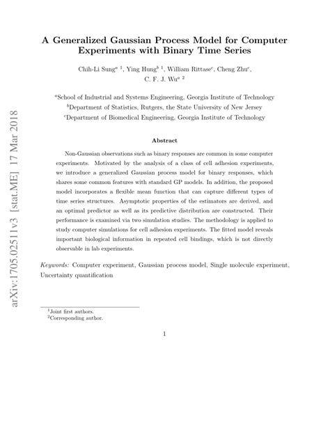 Pdf A Generalized Gaussian Process Model For Computer Experiments With Binary Time Series
