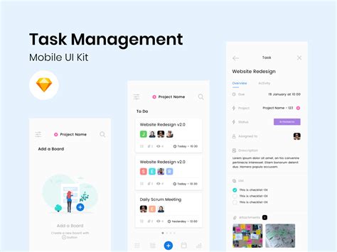Task Management App Kit Free Sketch Resource Sketch Elements