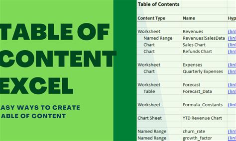 Table Of Content Excel Easy Ways To Create Table Of Content In Excel Spreadsheet Earn And Excel