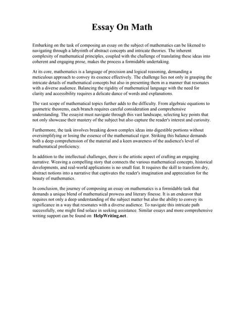 Essay On Math Pdf