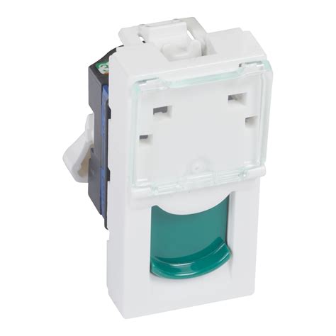 Arteor Cat 6 Socket Utp 1 Module Rj45 White With Green Shutter