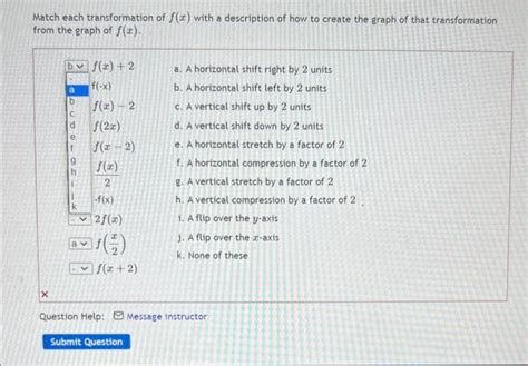 Solved Match Each Transformation Of F X With A Description