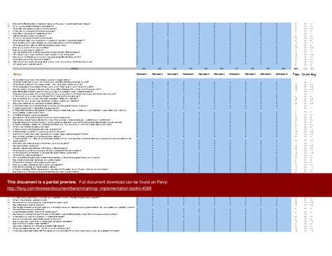 Benchmarking Implementation Toolkit Template Excel Xls