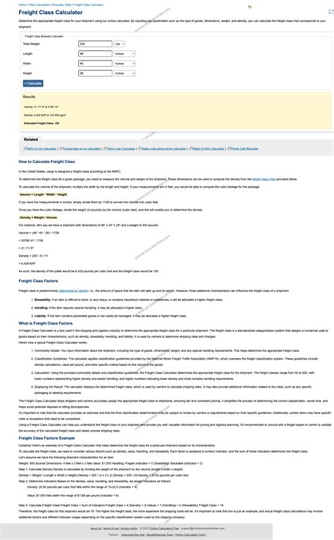 Freight Class Calculator Determine Shipping Class Calculatorfree