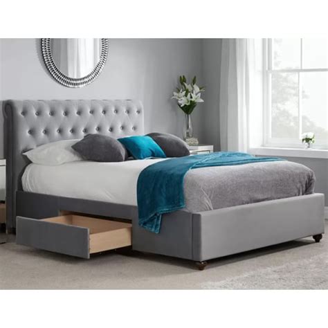 Marlowe Fabric Storage King Size Bed In Grey Furniture In Fashion
