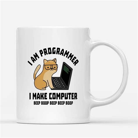Custom Mugs I Am Programmer Make Computer Beep Boop Cat Lovers Funny