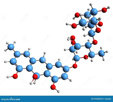Molecule Of Anthrone Isolated Molecular Model 3d Rendering Stock