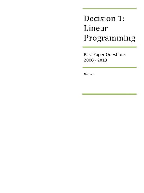 Exam Questions Linear Programming Pdf Technology And Engineering