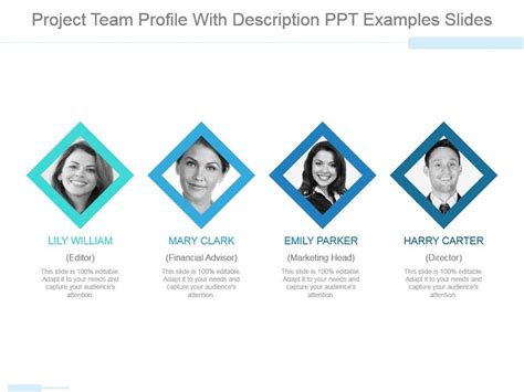 project team profile with description ppt examples slides templates powerpoint presentation