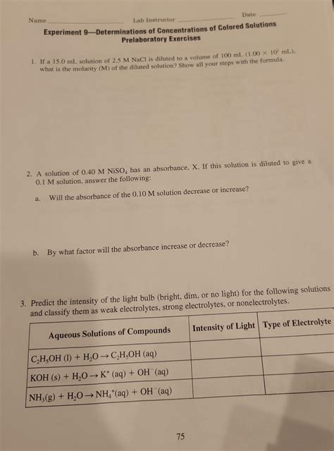 solved name lab instructor experiment 9 determinations of
