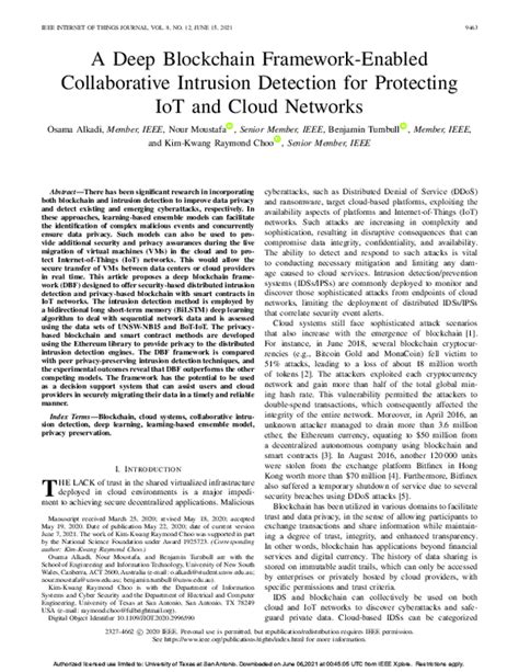 Pdf A Deep Blockchain Framework Enabled Collaborative Intrusion Detection For Protecting Iot