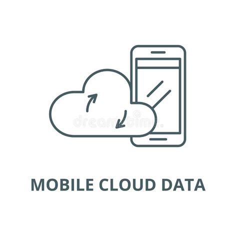 Mobile Cloud Data Vector Line Icon Linear Concept Outline Sign