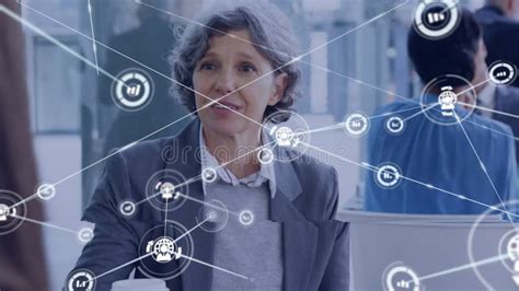 Animation Of Network Of Connections Over Diverse Business People In Office Stock Video Video