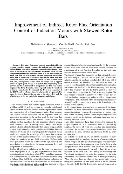 Pdf Improvement Of Indirect Rotor Flux Orientation Control Of