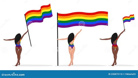 Vector Rainbow Gay Lgbt Rights Icons And Symbols Homosexual Woman Love And Flag Illustration