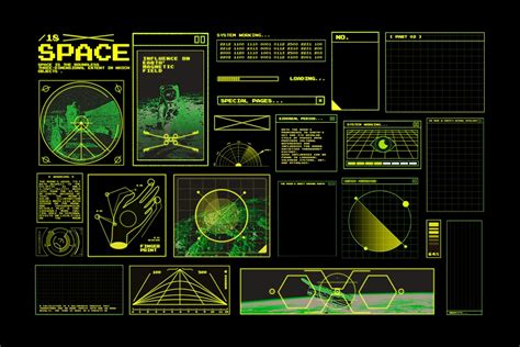 Retro Futuristic Cyberpunk Spaceship HUD 54 PSD Elements For Futuristic Designs