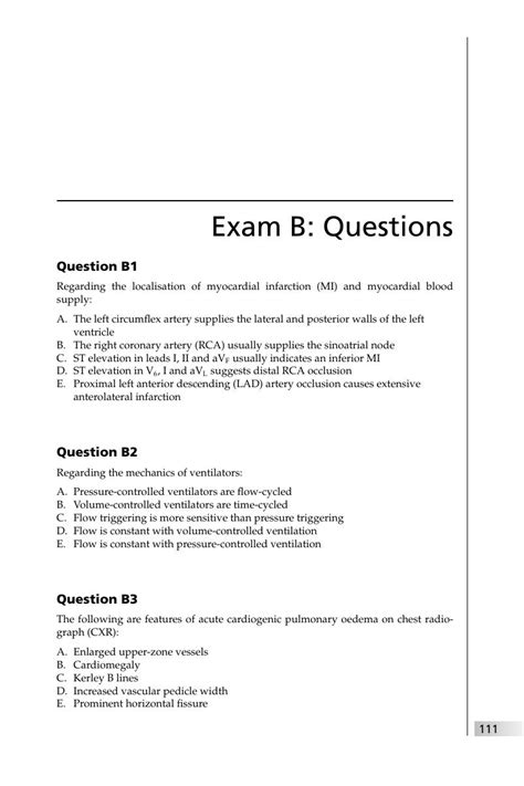Questions Exam B Multiple True False Questions For The Final FFICM