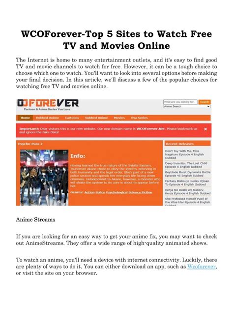 Wcoforever Top 5 Sites To Watch Free Tv And Movies Online By Smith