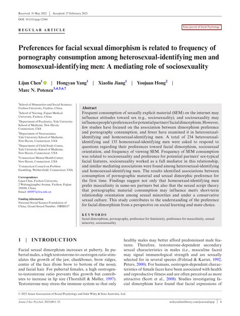 Pdf Preferences For Facial Sexual Dimorphism Is Related To Frequency