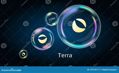 Terra Luna Token Symbol Of The Defi System Shining In The Rays Of Light Vector Illustration
