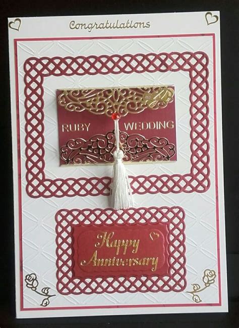 Ruby Lattice With Envie N Tassel Anniversary Cards Ruby Wedding Cardmaking