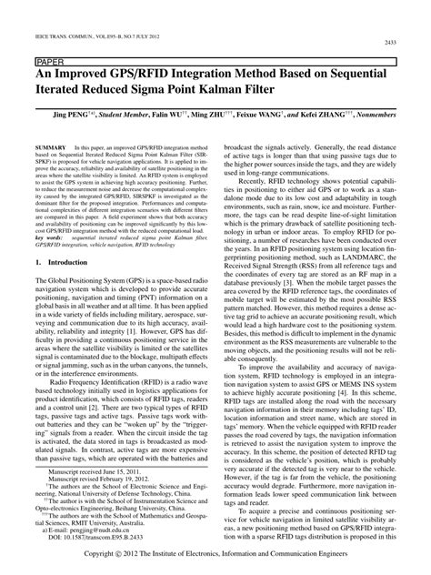 Pdf An Improved Gpsrfid Integration Method Based On Sequential