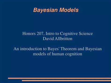 Ppt Bayesian Models Powerpoint Presentation Free Download Id3760424