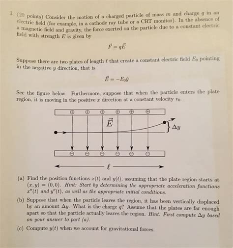 solved consider the motion of a charged particle of mass m