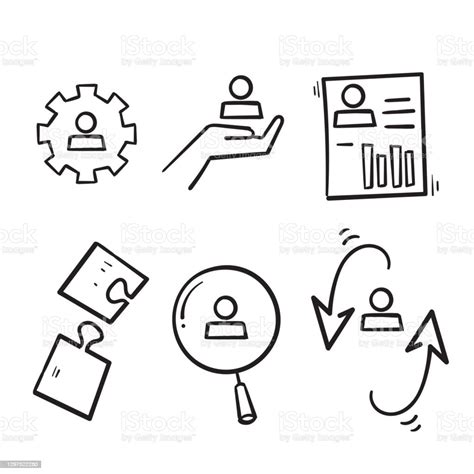 낙서 스타일 격리된 비즈니스 관리 관련 벡터 라인 아이콘의 손 그린 간단한 세트 Staff Meeting에 대한 스톡 벡터 아트 및 기타 이미지 Staff Meeting