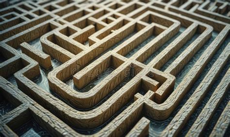 Complex Intricate 3d Maze With Series Curved Walls And Central Corridor Creating Sense Depth