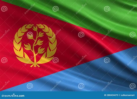Eritrea Flag With Fabric Texture Official Colors 3d Illustration