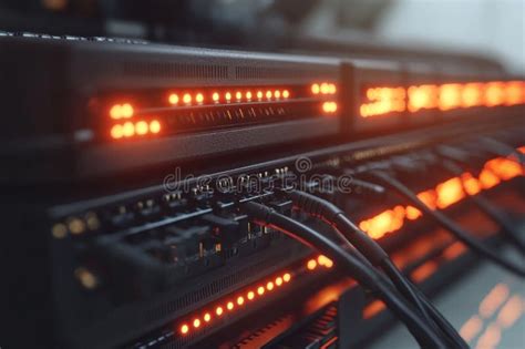 Glowing Orange Ethernet Cables Plugged Into A Server Rack Symbolizing Fast Data Transmission